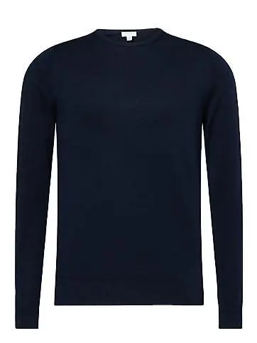 Sunspel Regular-fit Merino-wool Jumper - Navy