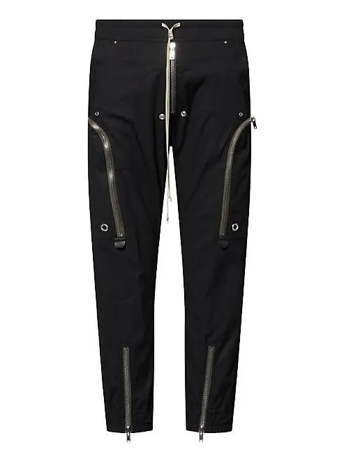 Rick Owens Cotton-poplin Cargo Trousers With Zip Pockets - Black