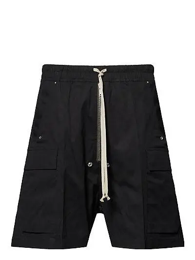 Rick Owens Cargo Bela Zip-front Cotton-poplin Shorts - Black