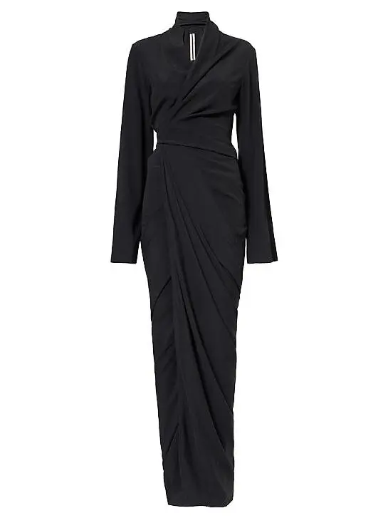 Rick Owens Draped Woven Gown - Black