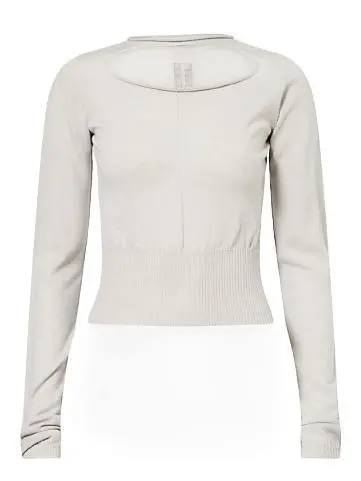 Rick Owens Cut-out Cropped Wool Top - Pearl