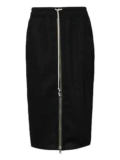 Rick Owens Zip-front Wool Midi Skirt - Black