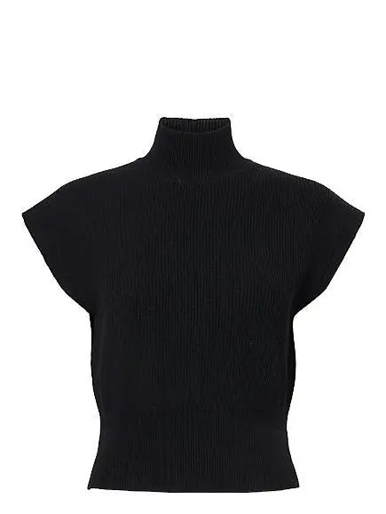 Rick Owens Sleeveless Wool Turtleneck Top - Black