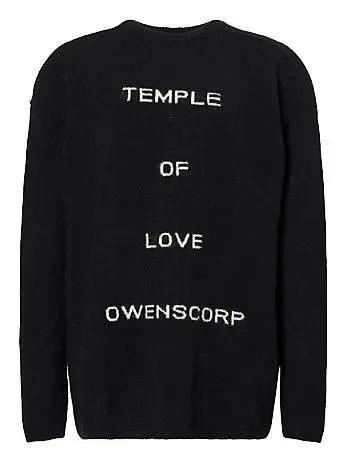 Rick Owens Brand-intarsia Oversized Wool-blend Jumper - Black/butter