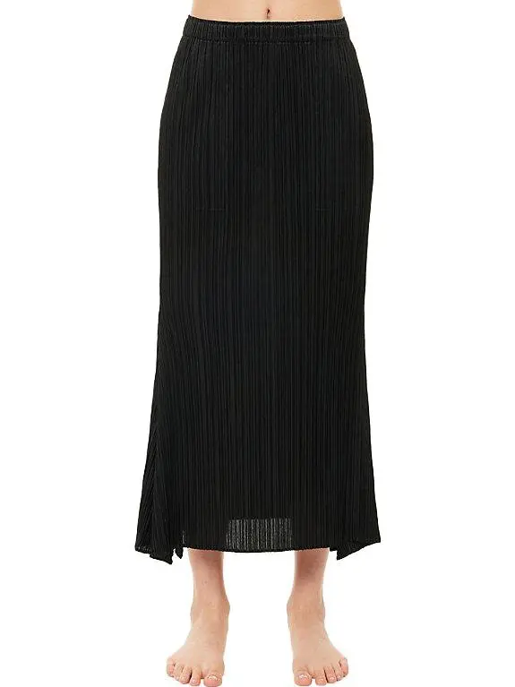 Issey Miyake Pleated Knitted Midi Skirt - Black