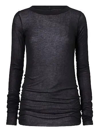 Rick Owens Ribbed Long-sleeves Knitted T-shirt - Black