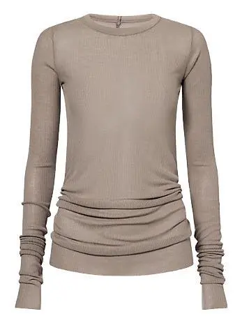 Rick Owens Ribbed Long-sleeves Knitted T-shirt - Dust