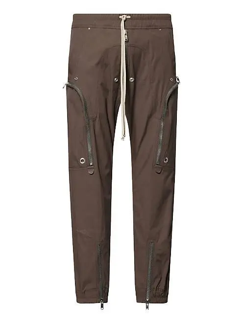 Rick Owens Cotton-poplin Cargo Trousers With Zip-pockets - Dark Dust
