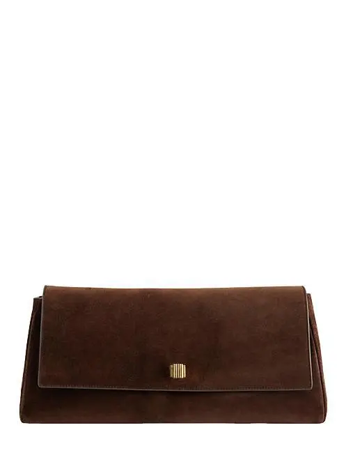 Khaite Audrey Leather Clutch - Dark Brown