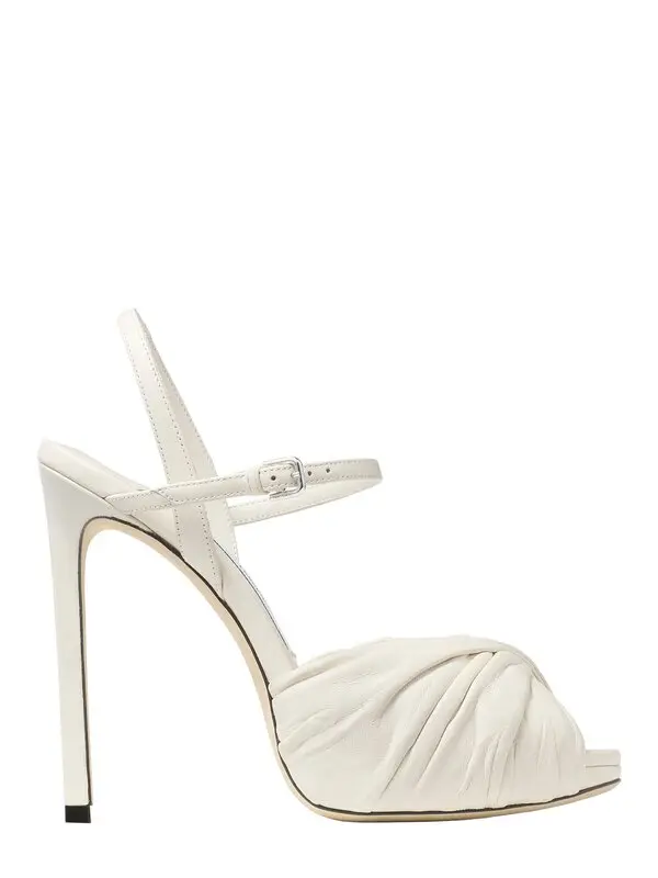 JIMMY CHOO Elly 120 Leather Sandals - Latte/latte