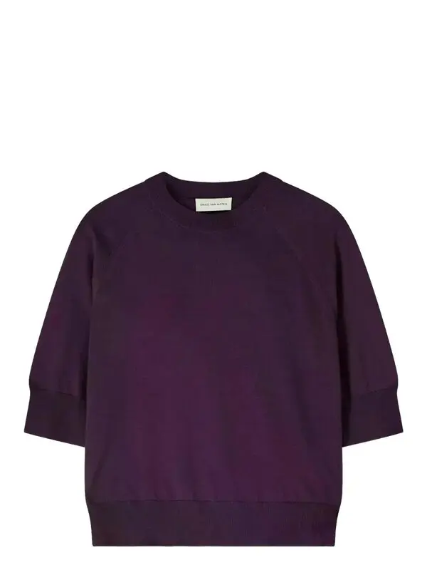 Dries Van Noten Short-sleeve Merino Sweater - Purple