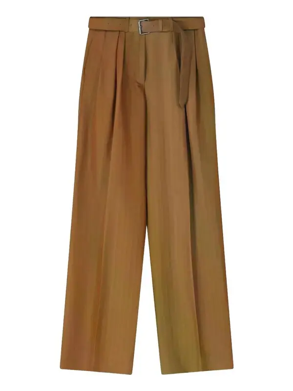 Dries Van Noten Herringbone Belted Trousers - Brown