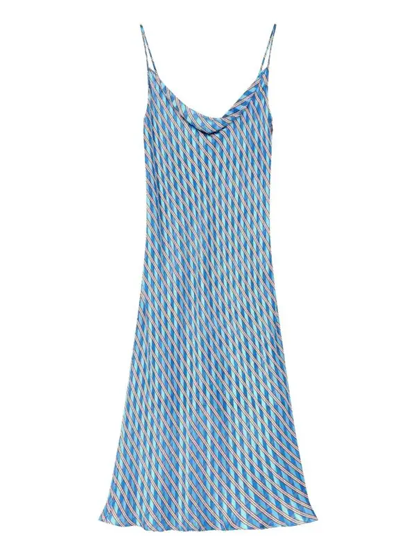 Dries Van Noten Cowl-neck Striped Slip Dress - Blue