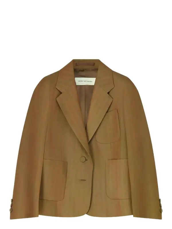 Dries Van Noten Herringbone Cropped Blazer - Brown