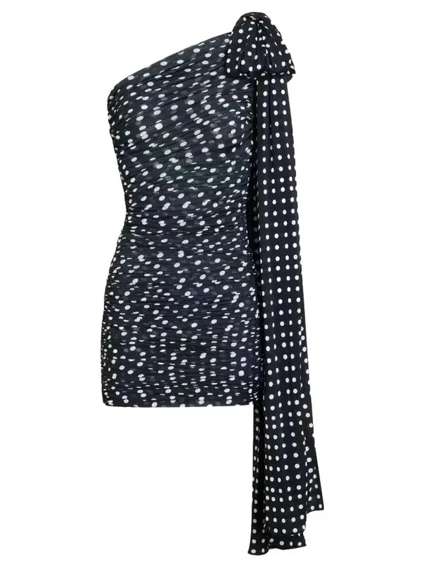 PATOU Polka-dot Asymmetric Mini Dress - Black