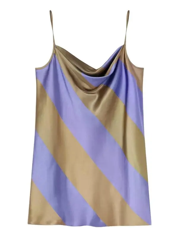 Dries Van Noten Striped Satin Tank Top - Brown
