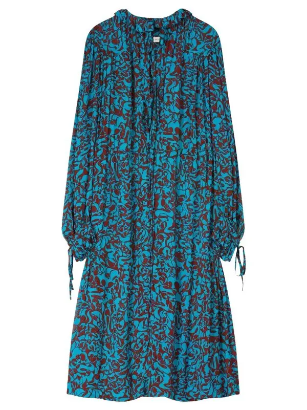 Dries Van Noten Printed Midi Dress - Blue