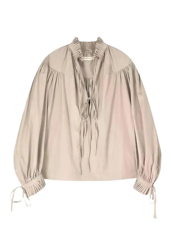 Dries Van Noten Ruffled Cotton Blouse - Neutrals