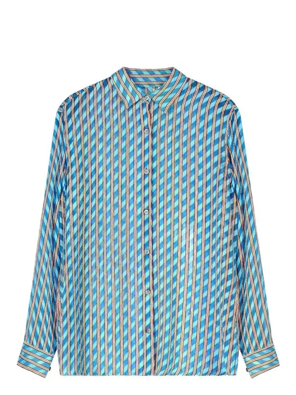 Dries Van Noten Striped Devoré Shirt - Blue