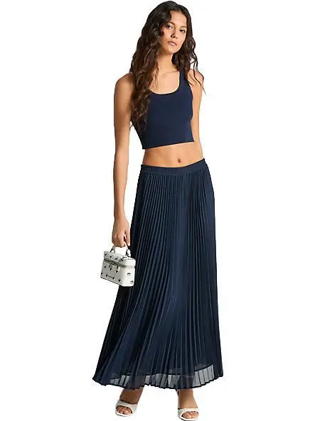 Michael Kors Pleated Georgette Skirt - Blue