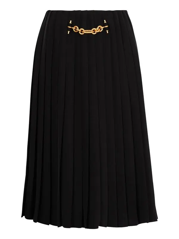 Balmain Chain-detail Pleated Midi Skirt - Black