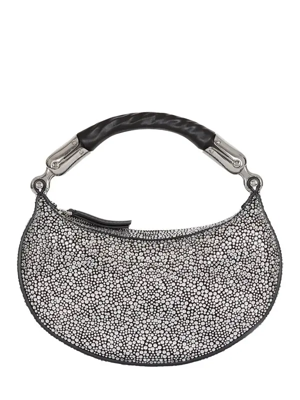 Balmain Mini Embellished Ebene Top Handle Bag - Silver
