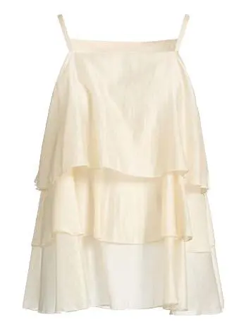 VICOLO Satin Tiered Top - White