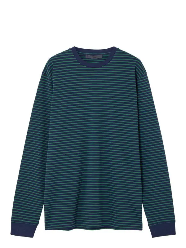 Tibi Striped Cotton-jersey T-shirt - Green