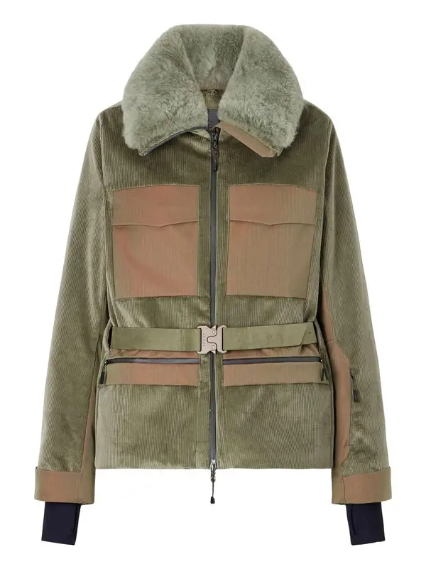 Sease Altai Plush-trimmed Corduroy Down Ski Jacket - Sage Green