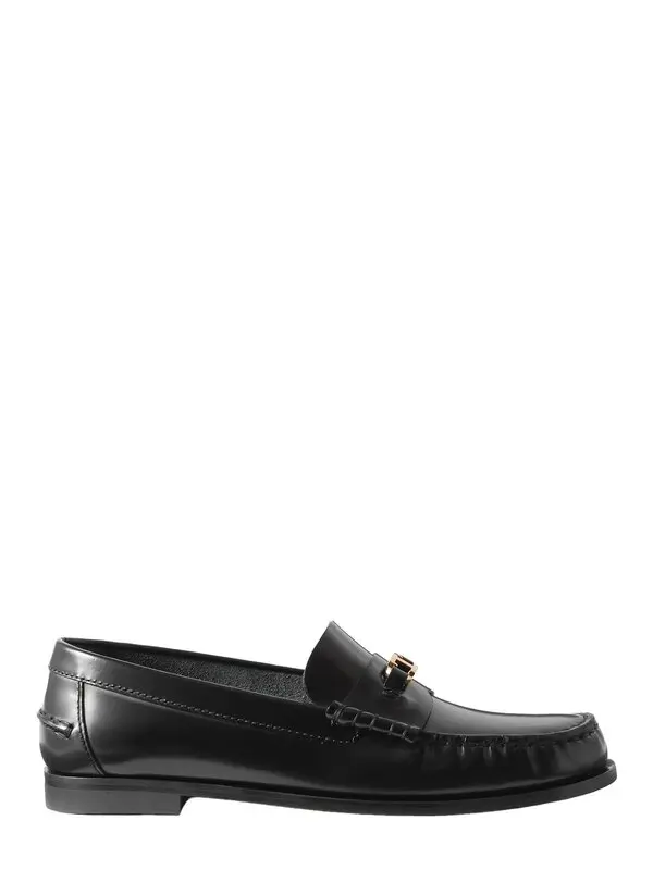 TOD'S Embellished Glossed-leather Penny Loafers - Black