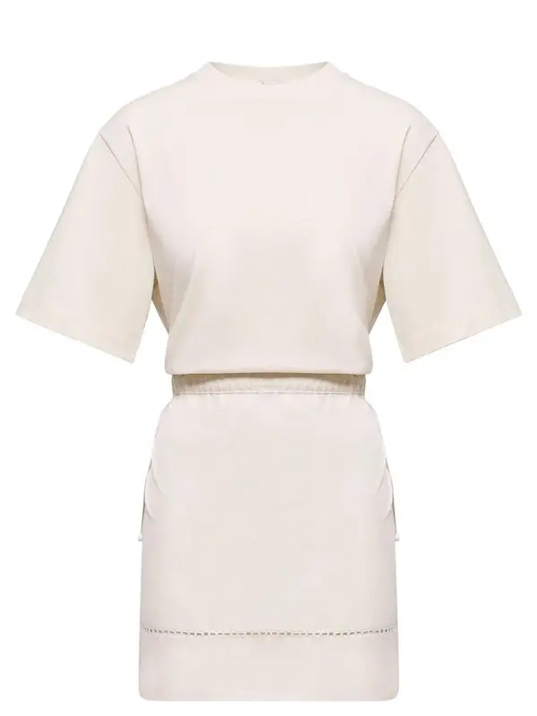 Moncler Cotton Blend Mini Shirt Dress - White