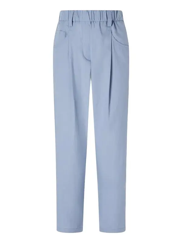 Brunello Cucinelli Cotton-voile Tapered Trousers - Blue