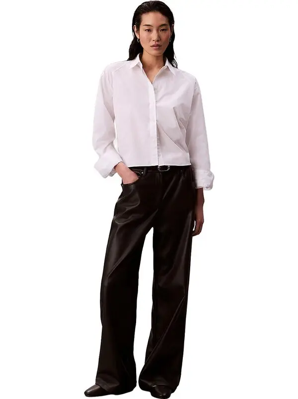 Calvin Klein Faux Leather Relaxed Fit Pants - Black