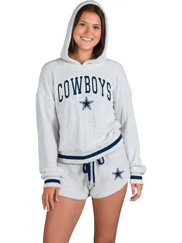 CONCEPTS SPORT Dallas Cowboys Whitley Long Sleeve Hoodie Top & Shorts Set - Gray