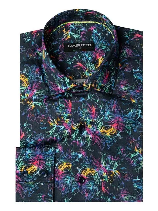 MASUTTO Young Print Button-up Long Sleeve Shirt - Multicolor