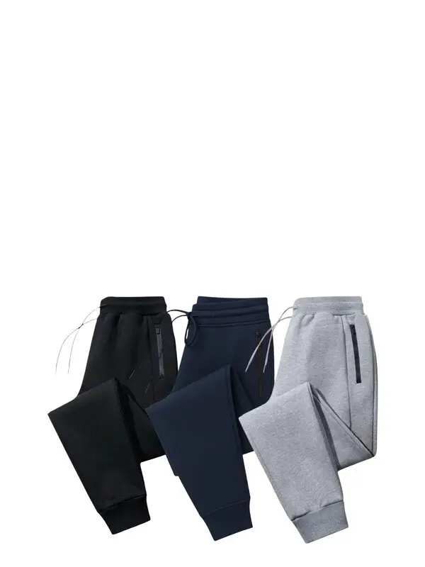 BENBEN 3 Pack Ultra Soft Zipper Pocketfleece Joggers - Black/grey/navy