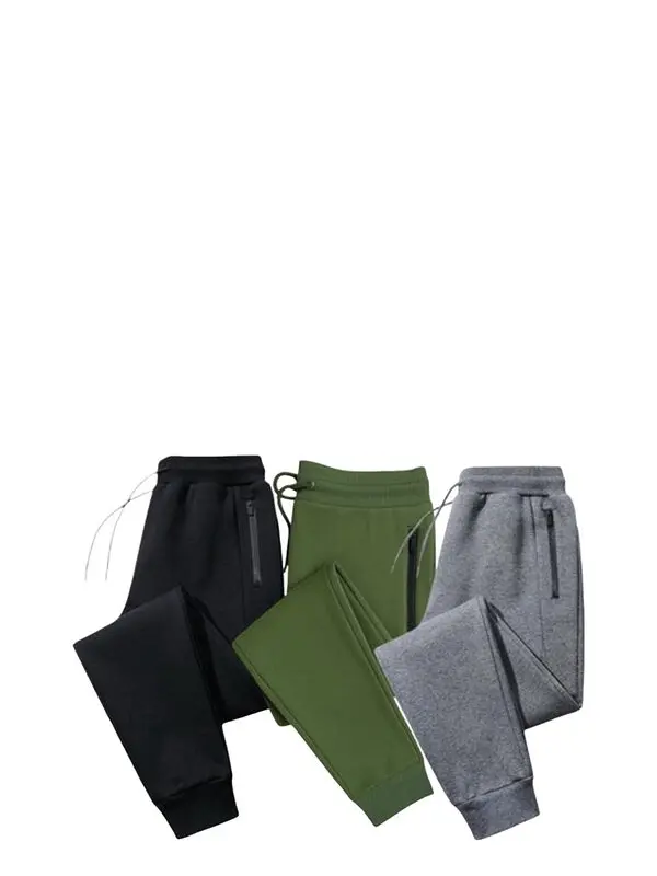 BENBEN 3 Pack Ultra Soft Zipper Pocketfleece Joggers - Charcoal/navy/green