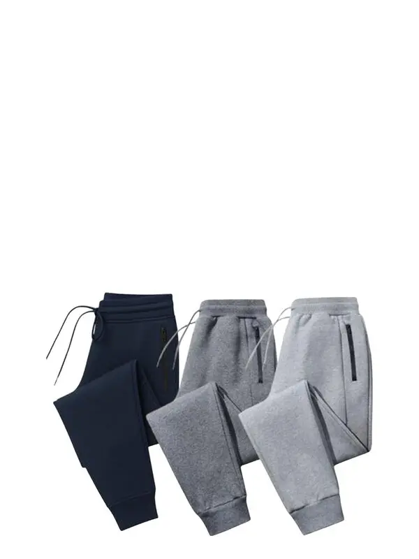 BENBEN 3 Pack Ultra Soft Zipper Pocketfleece Joggers - Grey/charcoal/navy