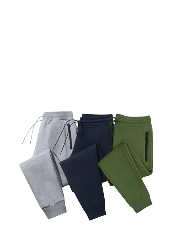 BENBEN 3 Pack Ultra Soft Zipper Pocketfleece Joggers - Grey/navy/green