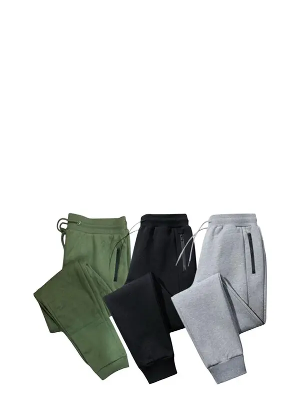 BENBEN 3 Pack Ultra Soft Zipper Pocketfleece Joggers - Olive/black/grey