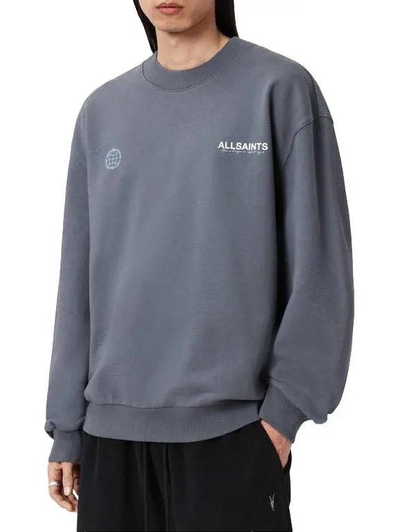 ALLSAINTS Emblem Graphic Sweatshirt - Slatewash Blue