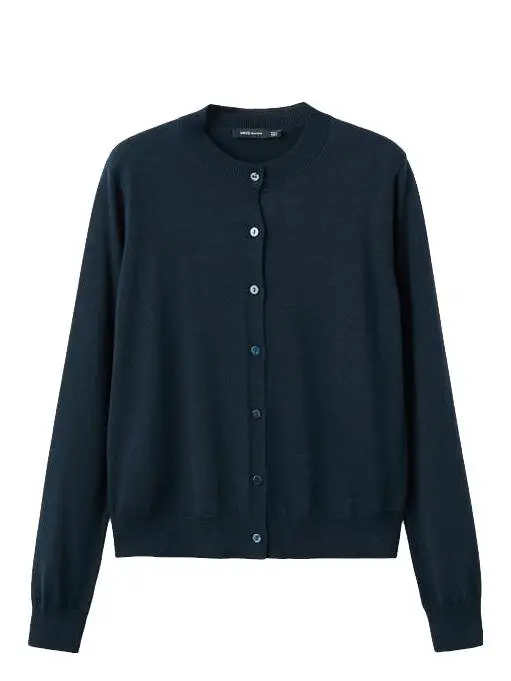 Mango Wool And Cotton Cardigan - Dark Navy