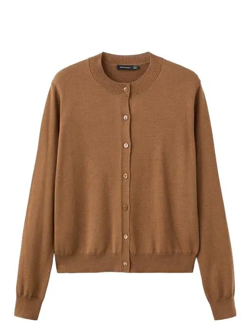 Mango Wool And Cotton Cardigan - Tobacco Brown