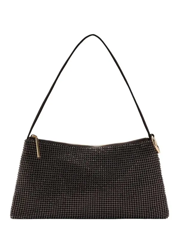 Mango Rhinestone Shoulder Bag - Chocolate