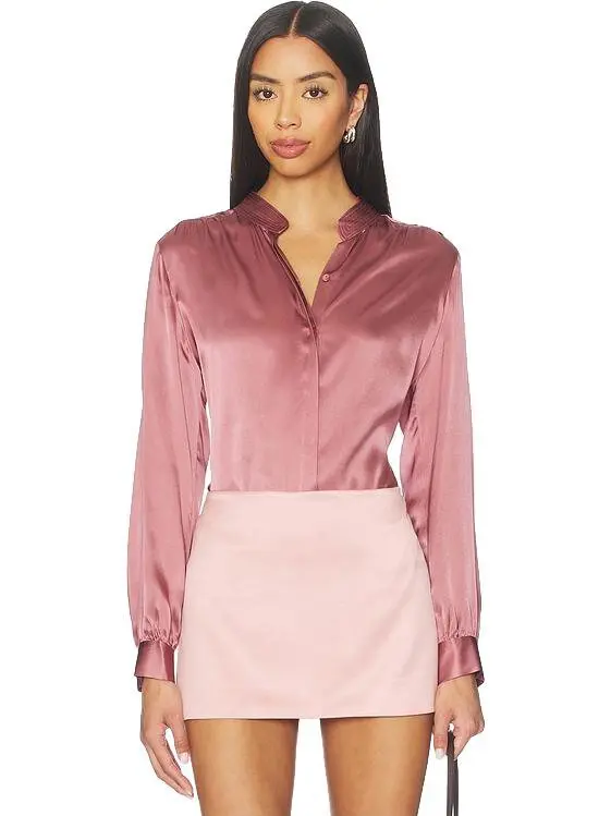 L'Agence Bianca Band Collar Blouse - Mauve Rose