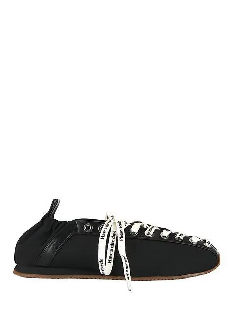GANNI Lace Up Sporty Ballerina Flat - Black