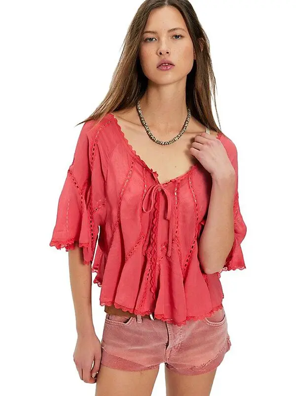 Free People Michelle Blouse - Aged Coral
