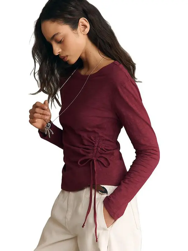 Wilt Round Neck Long Sleeve Top - Pomegranate