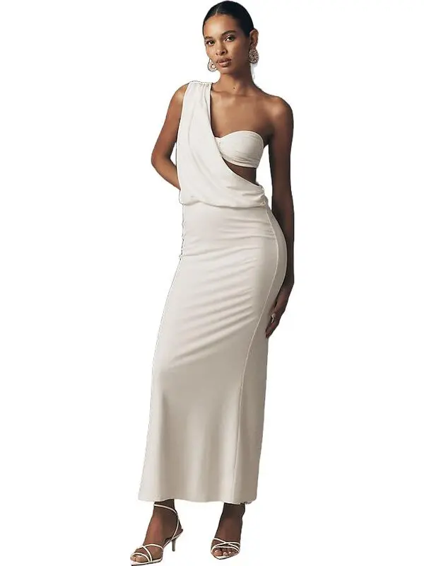 MARE MARE Draped One-shoulder Two-piece Dress - Ivory