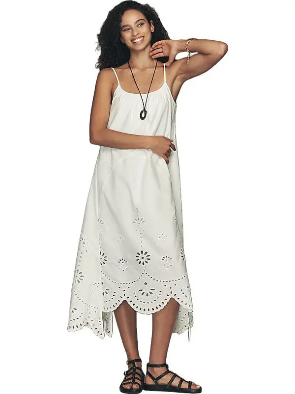 RAISONNEL Eyelet Cotton Midi Dress - White